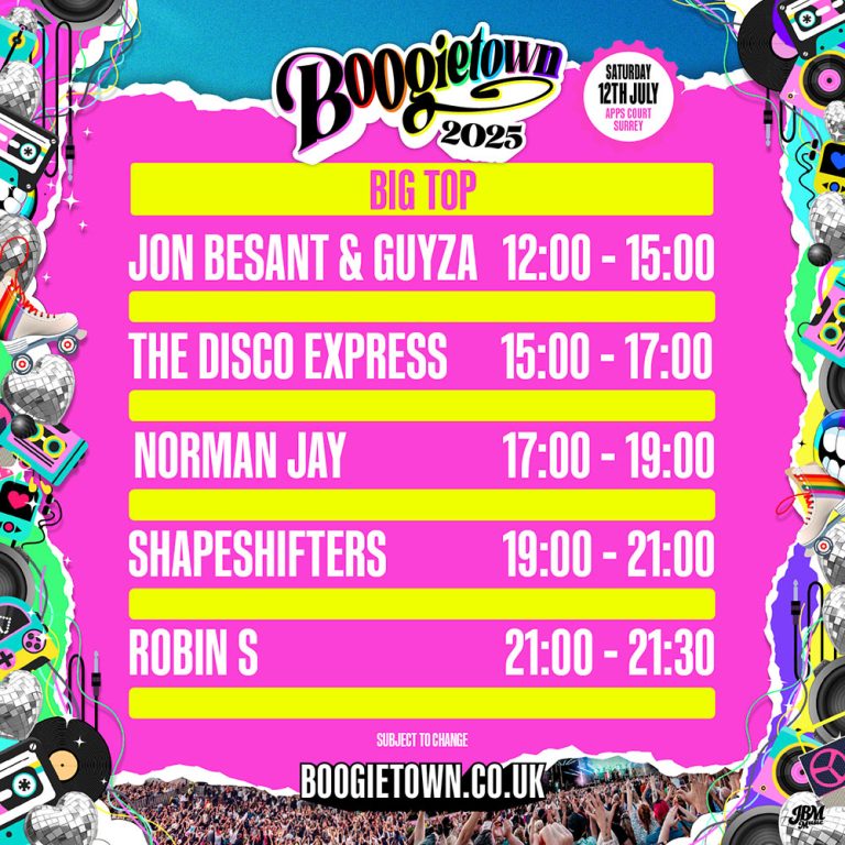 Set Times - Boogietown – 2026
